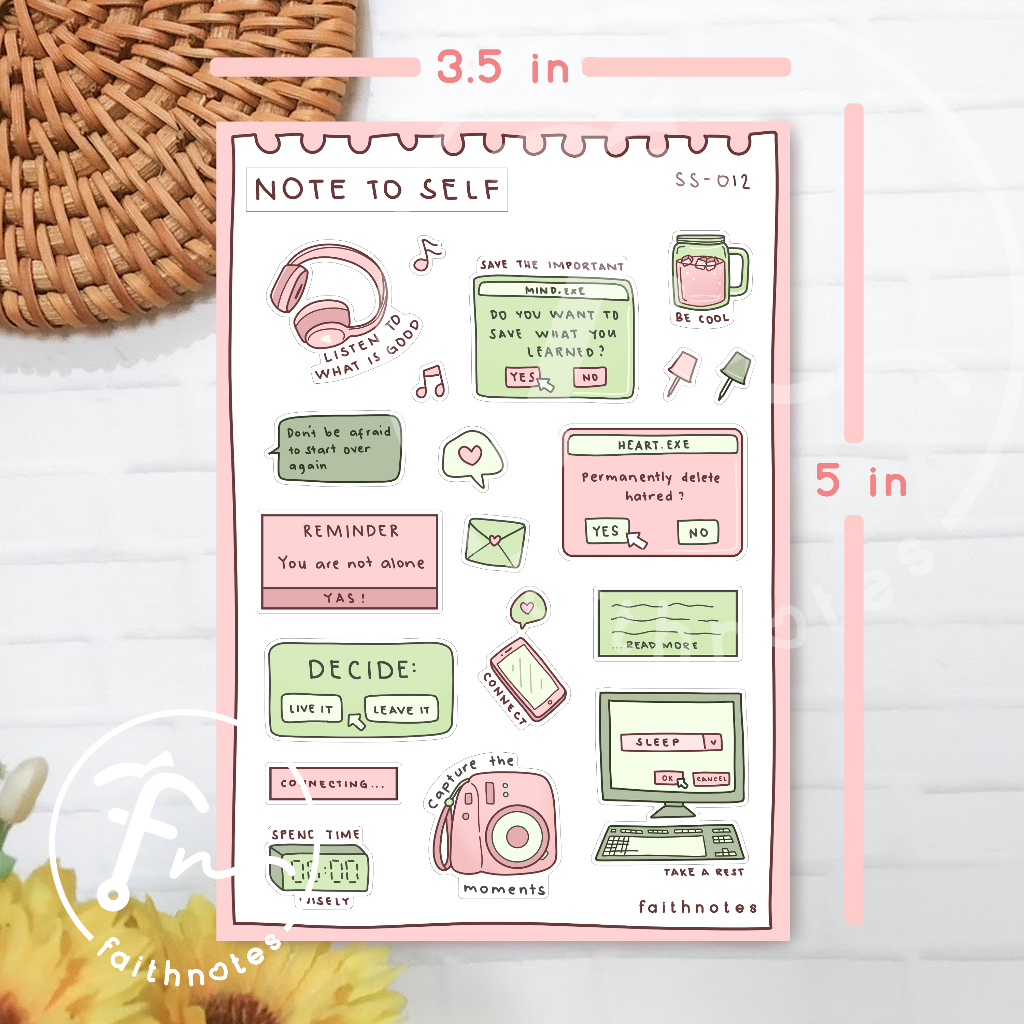 Sticker Sheet - NOTE TO SELF | Journal Sticker | Planner Sticker ...