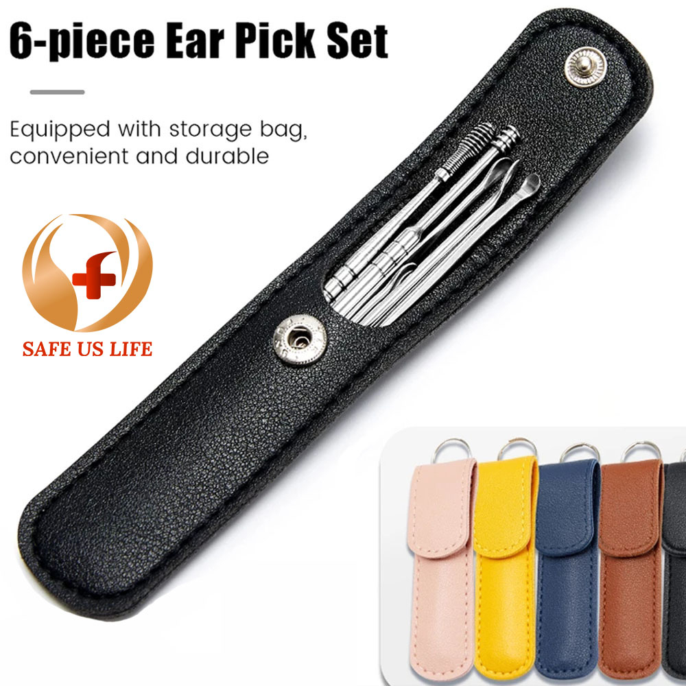 6PCS Ear Cleaner Wax Removal Tool Earpick Sticks Earwax Remover Curette ...