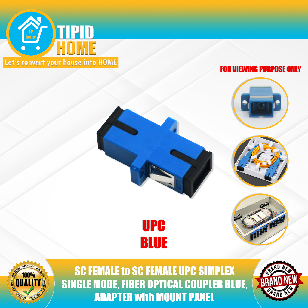 SC FEMALE to SC FEMALE UPC SIMPLEX SINGLE MODE, FIBER OPTICAL COUPLER BLUE, ADAPTER with MOUNT ...
