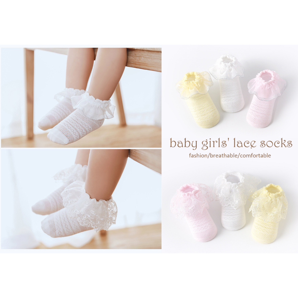 Baby Lace Flower Socks Newborn Soft Breathable Socks Baby Girl Princess ...