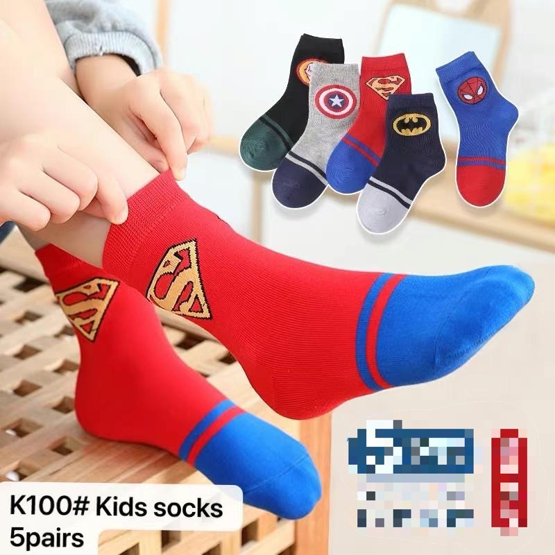 5pair/set Kids Socks Baby Socks Marvel Cartoon Boy Girl Socks Stockings ...