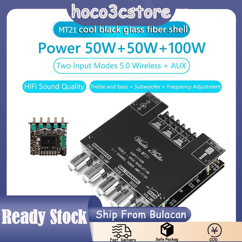 ZK-MT21 2.1 Channel Bluetooth 5.0 Subwoofer Amplifier Board 50WX2+100W Power Audio Stereo Board ...