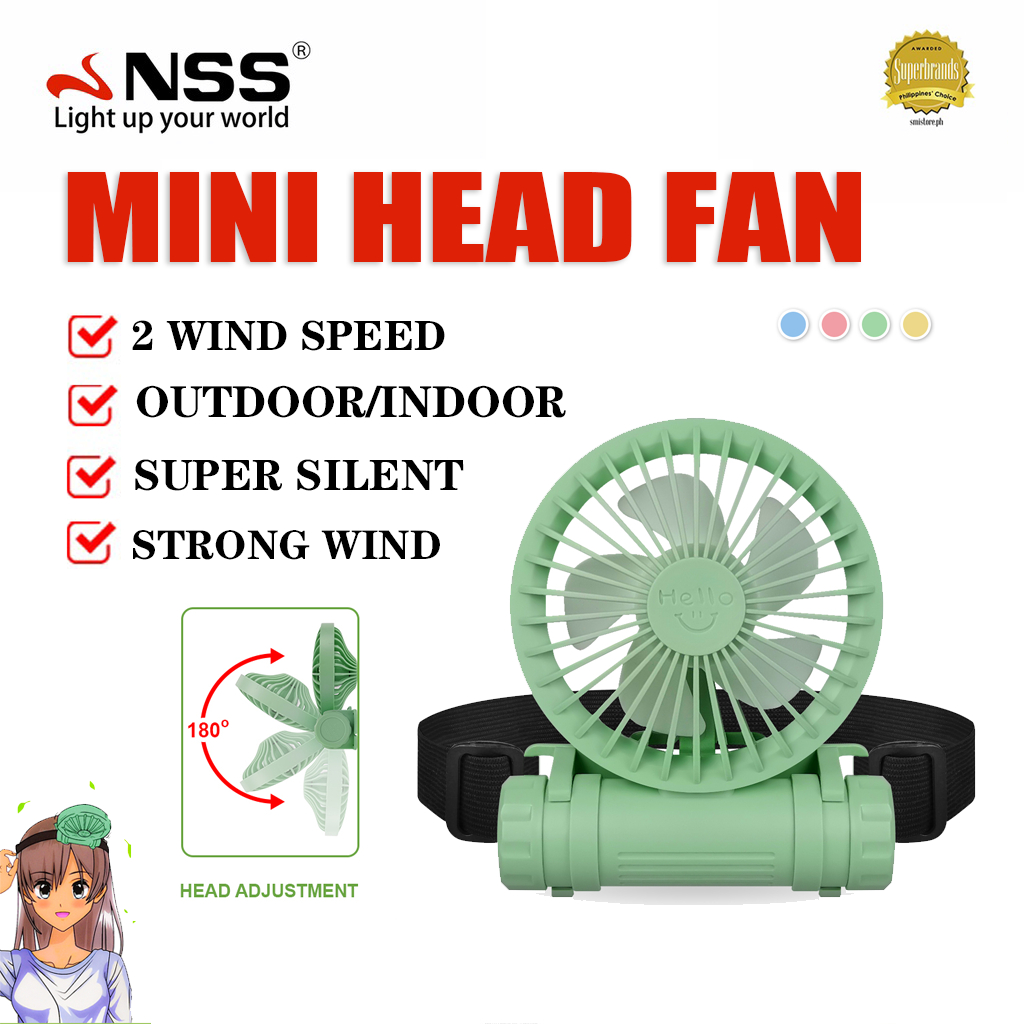 NSS Head Fan mini USB Fan Rechargeable Hands Free Portable Cooling Fan ...