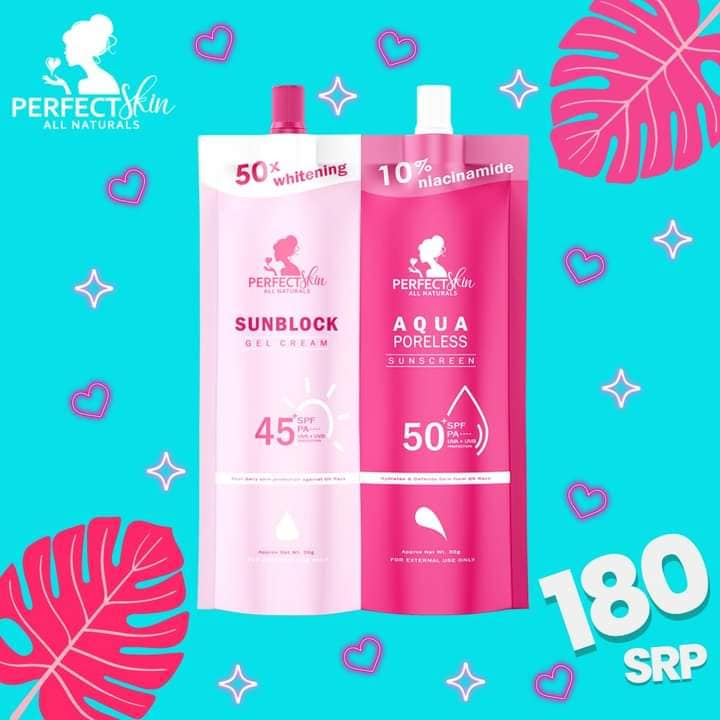 PERFECT SKIN DUO SUNSCREEN - AQUA PORELESS SUNSCREEN | Shopee Philippines