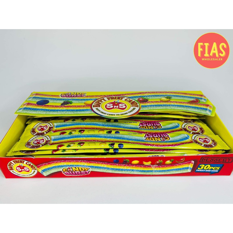30 Pieces Candy Burst Sour Rainbow Stripes Tape Candy Wholesale Paninda ...