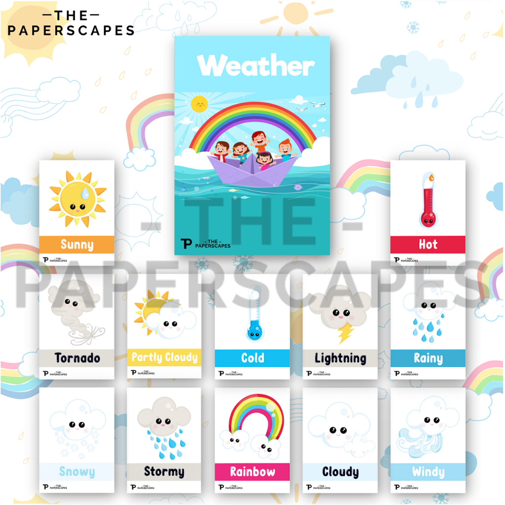 'WEATHERS' Fully Laminated Educational Flashcards [13 pcs. Flashcards ...