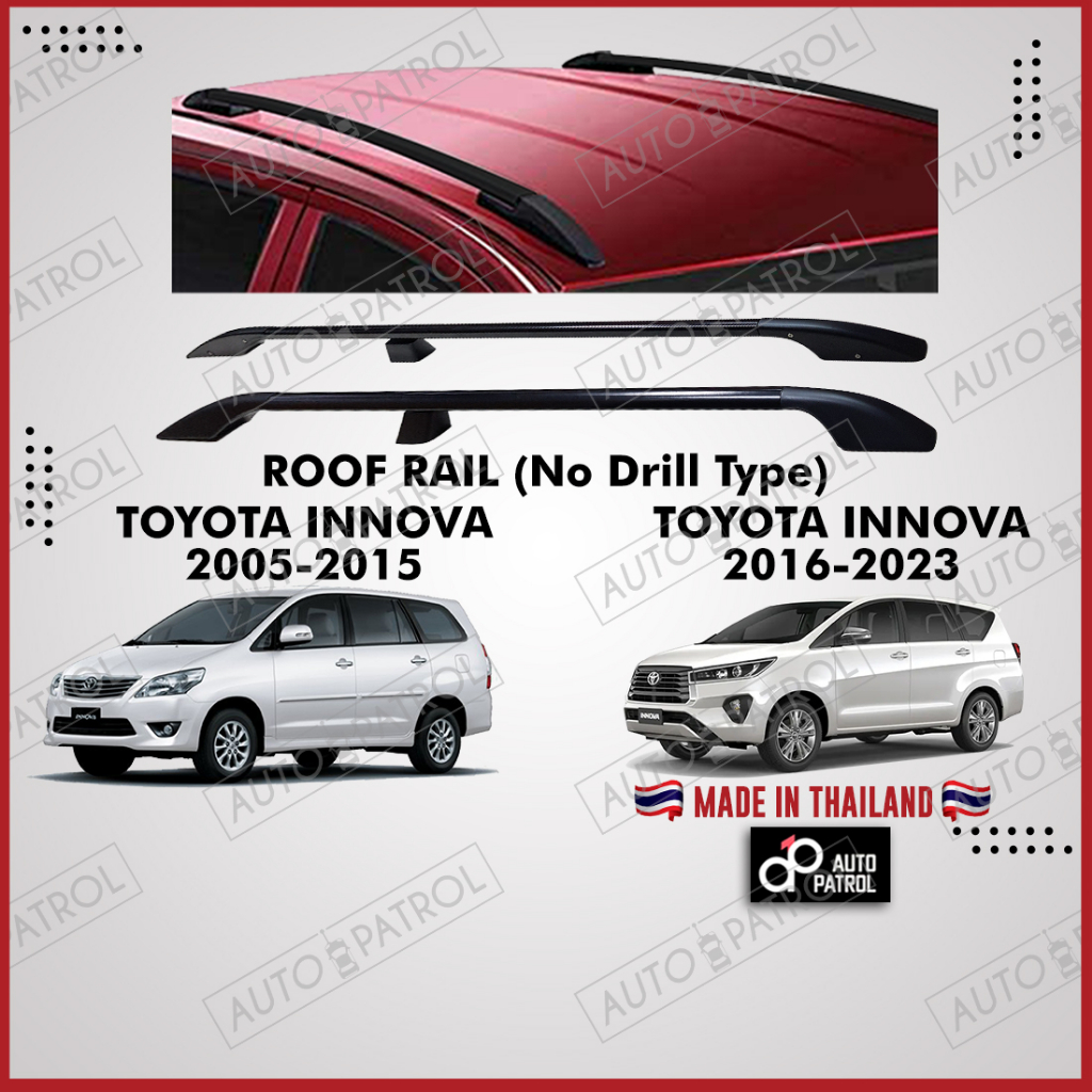 Toyota Innova 2005-2015 / 2016-2023 Roof Rail No Drill type (Black ...