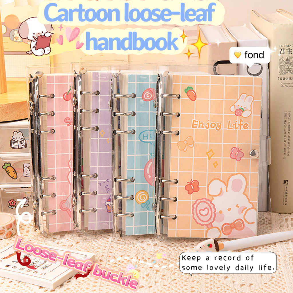 Cute girl Loose-leaf Handbook Notebook for School Supplies | Shopee ...