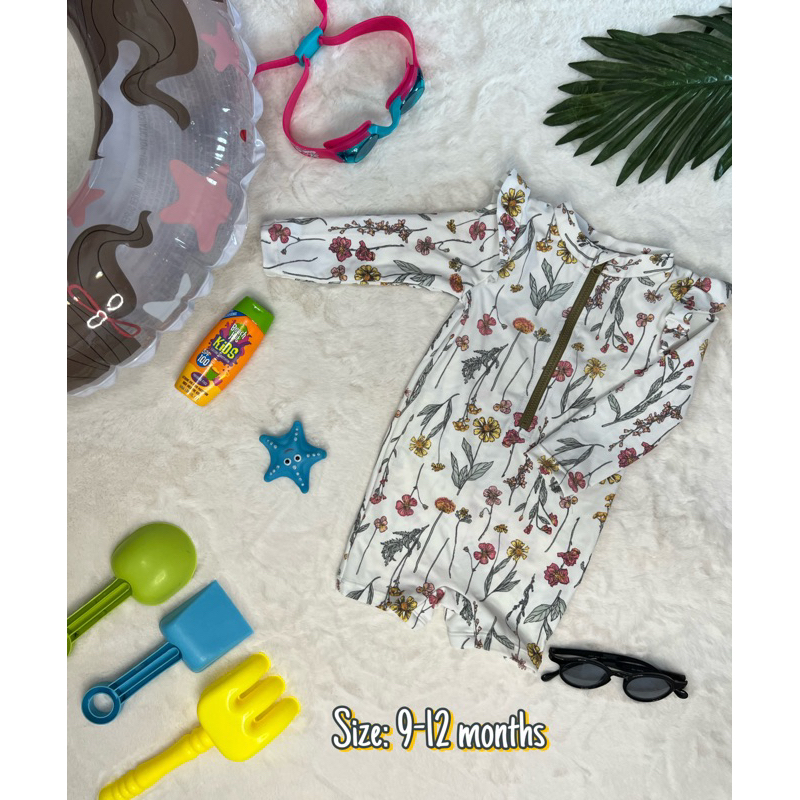 1pc rash guard aesthetic floral kids swimwear | Shopee Philippines