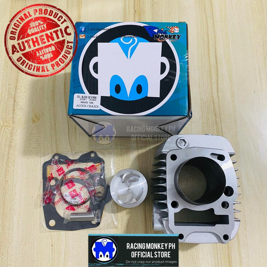 Cylinder Block Set 57mm Semi Dome With Valve Pocket Steelbore (Wave125 ...