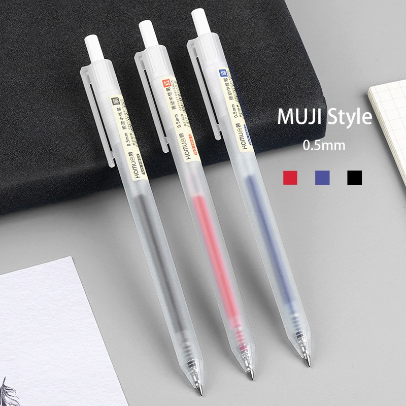 0.5MM Simple Matte MUJI Stlye Gel Pen Retractable Sign Pen Student ...