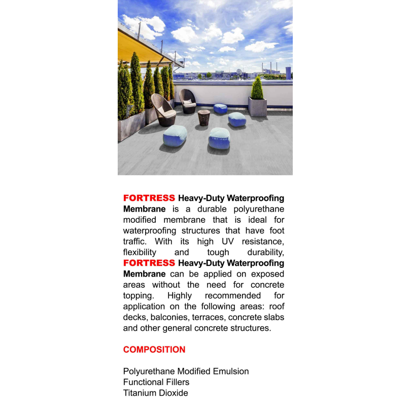 FORTRESS HEAVY DUTY WATERPROOFING PU-70 , PU70 GRAY 4 LITERS Campbridge ...