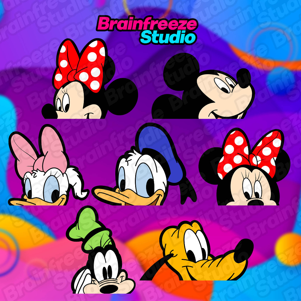 Mickey Mouse Stickers - Glossy Waterproof Tear Resistant Peeker Car ...