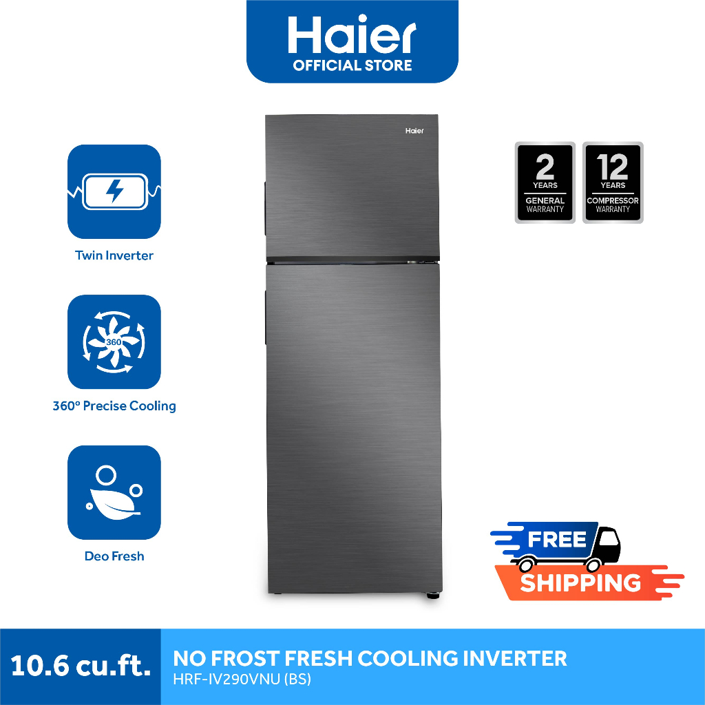 Haier HRF-IV290VNU (BS) 10.6 cu. ft. Fresh Cooling Twin Inverter No ...