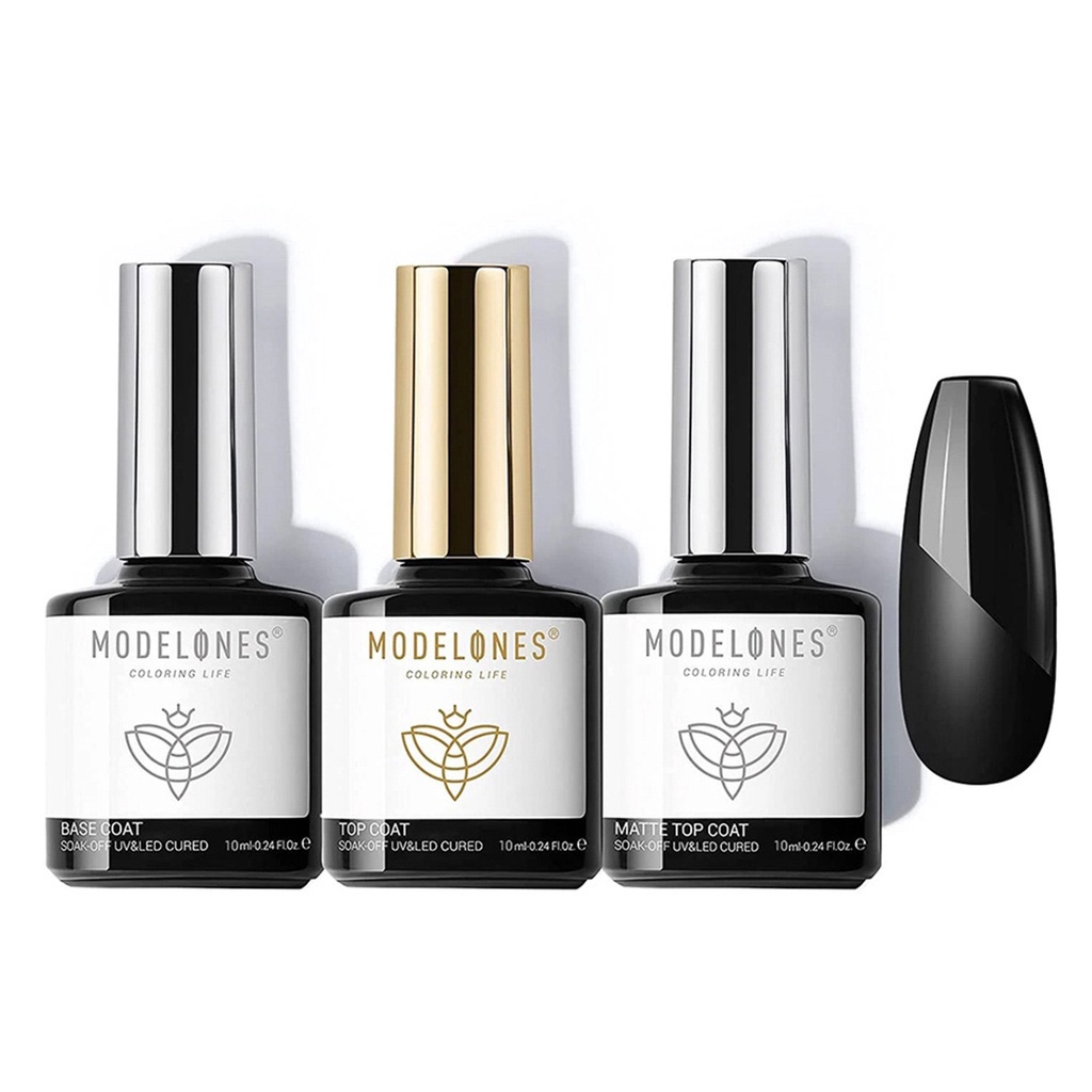 Modelones Gel Nail Polish Matte Top and Base Coat Set Dengan Primer Prep Dehydrator 5Pcs ...