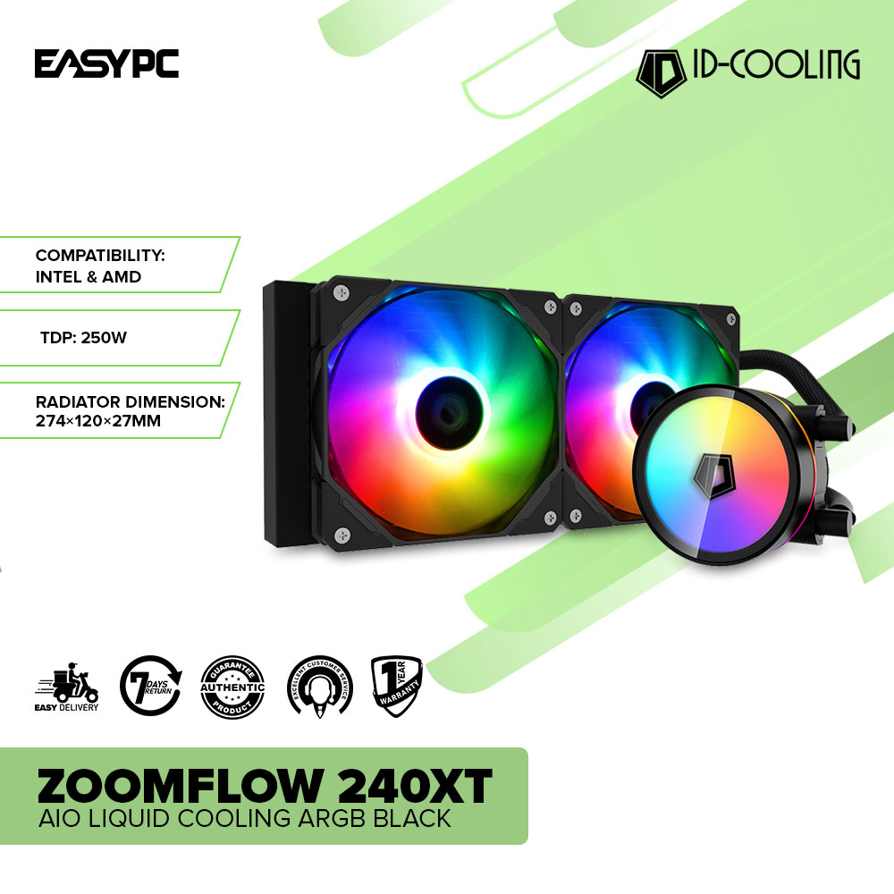 EasyPC | ID Cooling Zoomflow 240XT and 360XT AIO ARGB cpu Liquid Cooler ...