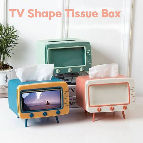 New Multifunctional TV shape Tissue Box Desktop Mobile Phone Holder ...