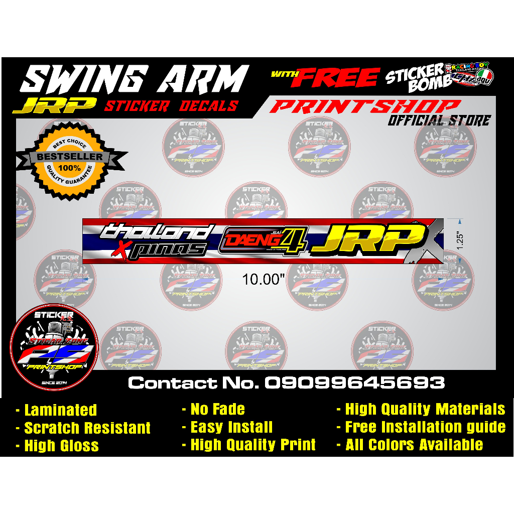 JRP Swing Arm pair (2pcs) Sticker Decals thailook version for all mc ...