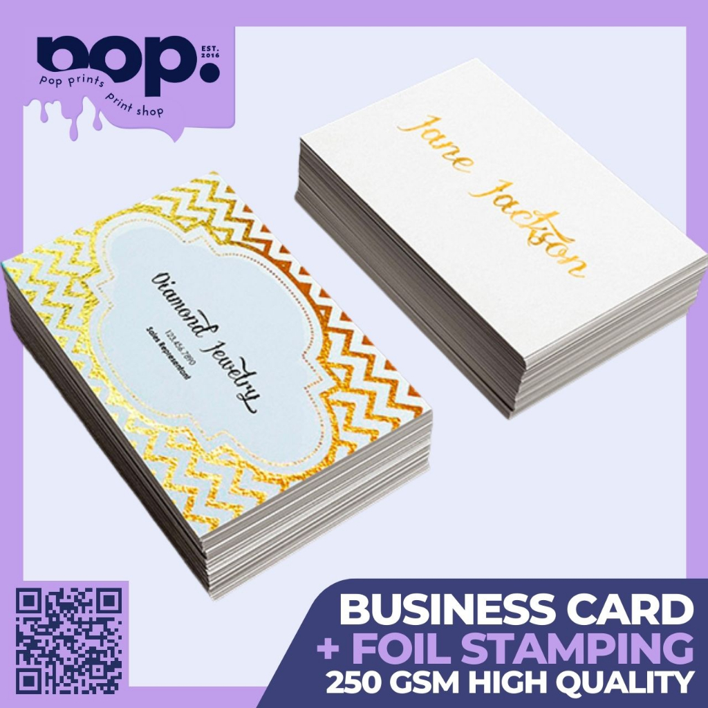 Business Card / Calling Card with Gold Foil Stamping and Embossed Vinyl ...