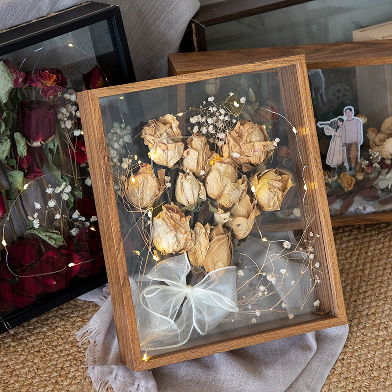 Wooden Frame 3D Transparent Glass Picture Photo Floating Frame Plant ...