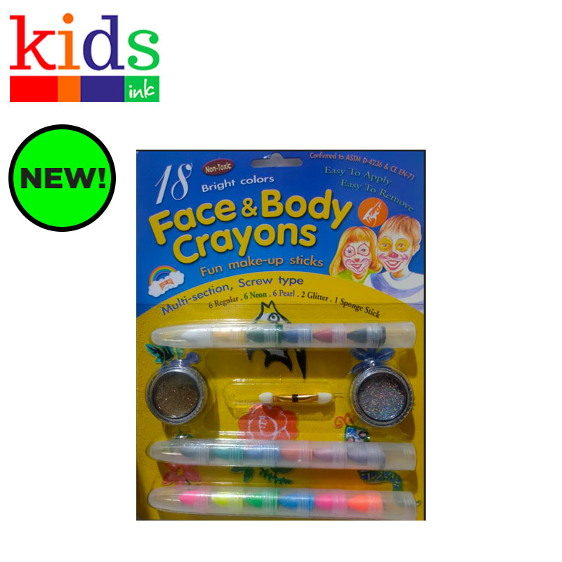 18 Bright Color Face & Body Crayon Fun Make up Stick Child Kids Party ...