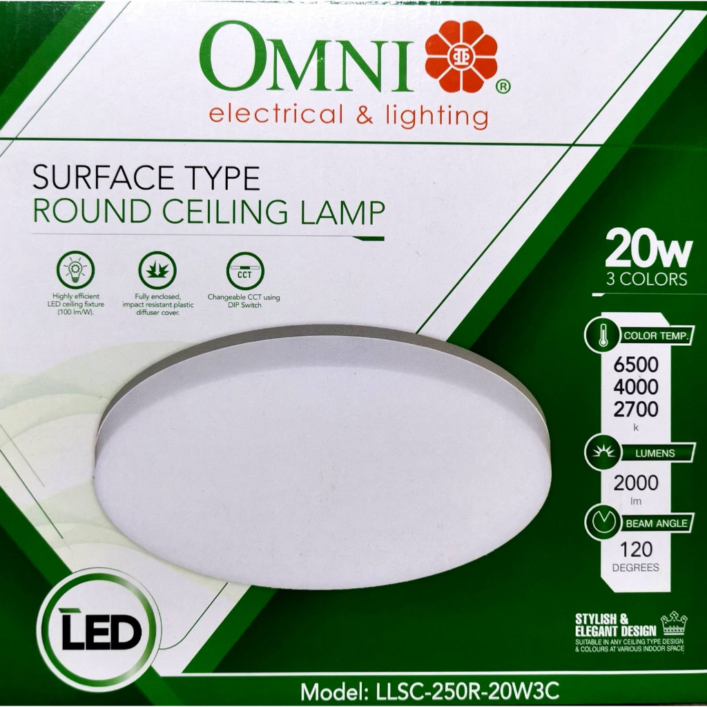 OMNI Round/SQUARE LED Surface Ceiling Lamp 10W 20W 30W Tri-color select ...
