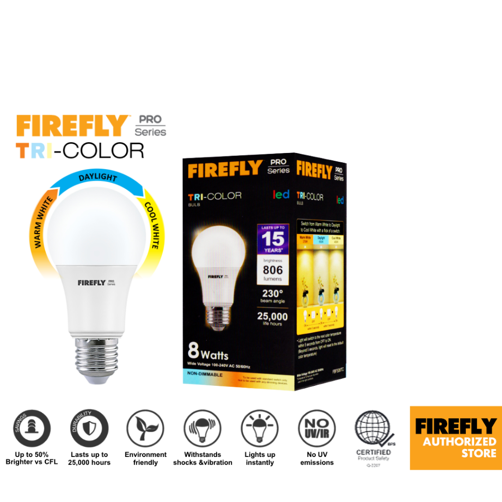 Firefly Pro Series Tri-Color or Scene Switch LED Bulb | Shopee Philippines