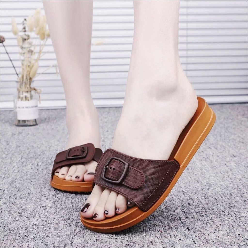 New fashions korean Fttilop slippers one straps rubber flat sandals for ...