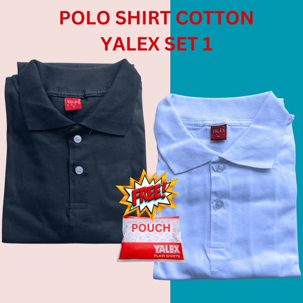 YALEX POLO SHIRT (COTTON) | BLACK, WHITE | COTTON | SET 1 | Shopee Philippines