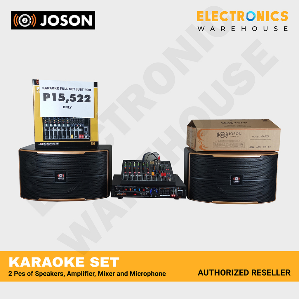 Karaoke Full Bundle Set KFS-15522, 2 Pcs of Speakers, Amplifier, Mixer and Wired Microphone ...