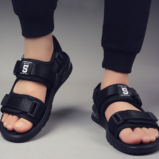 New Men Slip On Black Rubber Sandals Korean Style Casual Breathable ...