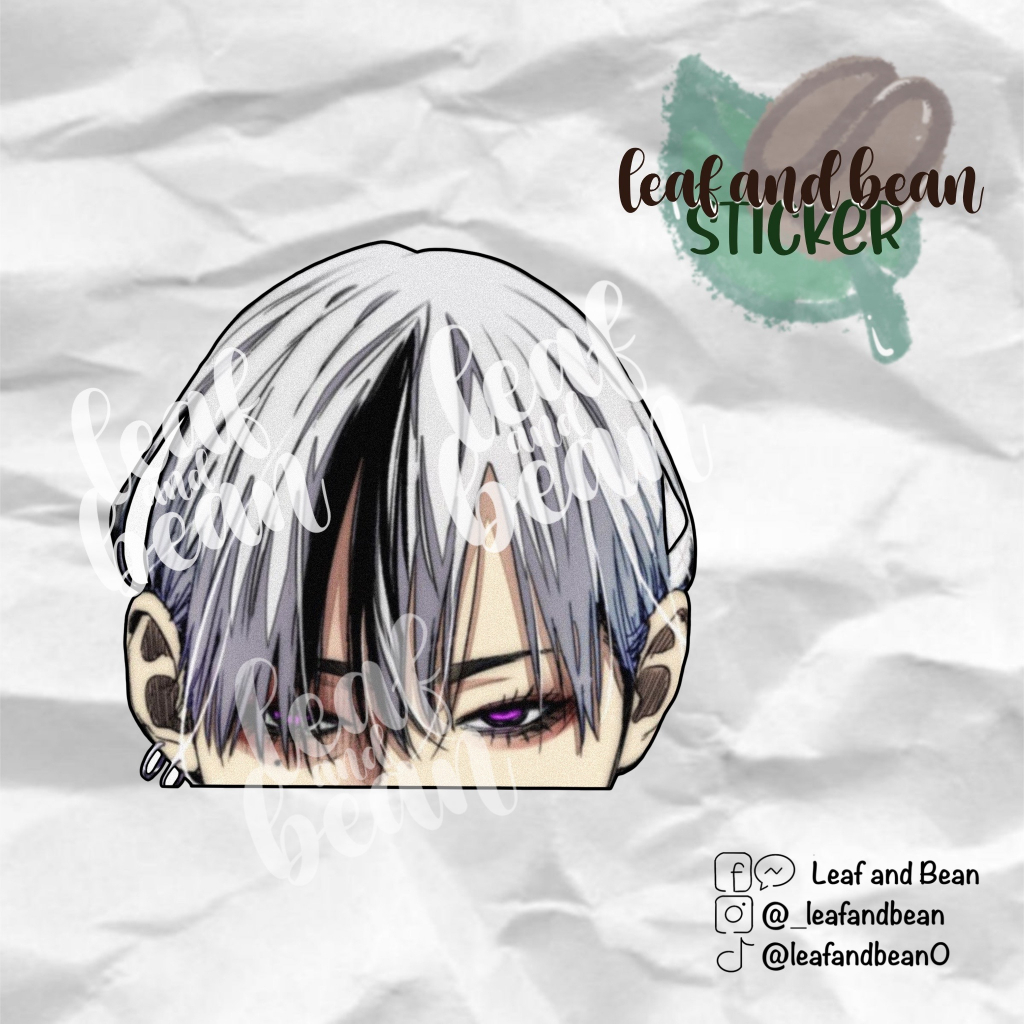 Leaf and Bean || Windbreaker eye peeking sticker || Waterproof vinyl ...