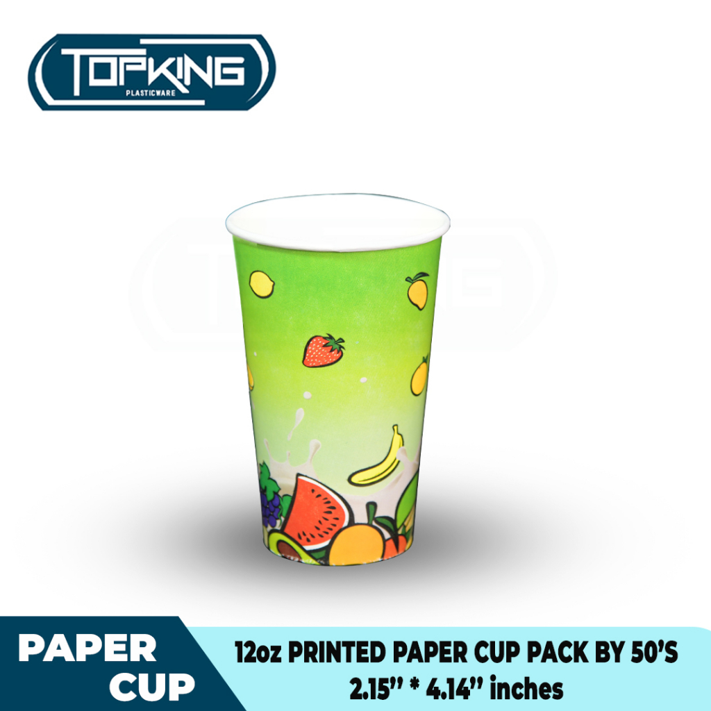 TOPKING DISPOSABLE PRINTED PAPER CUP 50-100PCS/PACK | Shopee Philippines