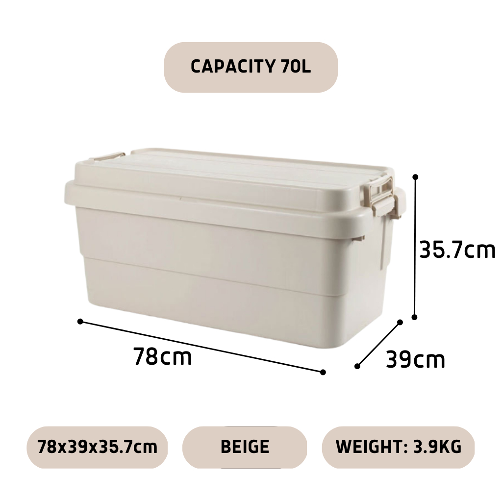 SHINECRAVE 70L Trunk Cargo Storage Box | Stackable | Outdoor | Heavy ...