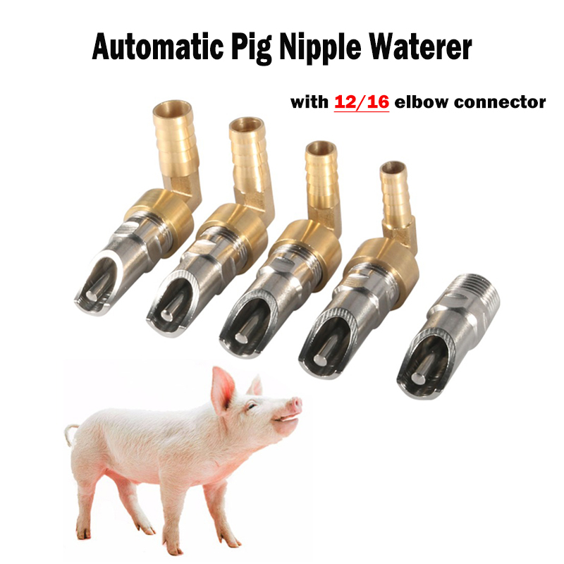2 IN 1 Stainless Piglet Water Drinker 1/2" Pig Automatic Waterer ...