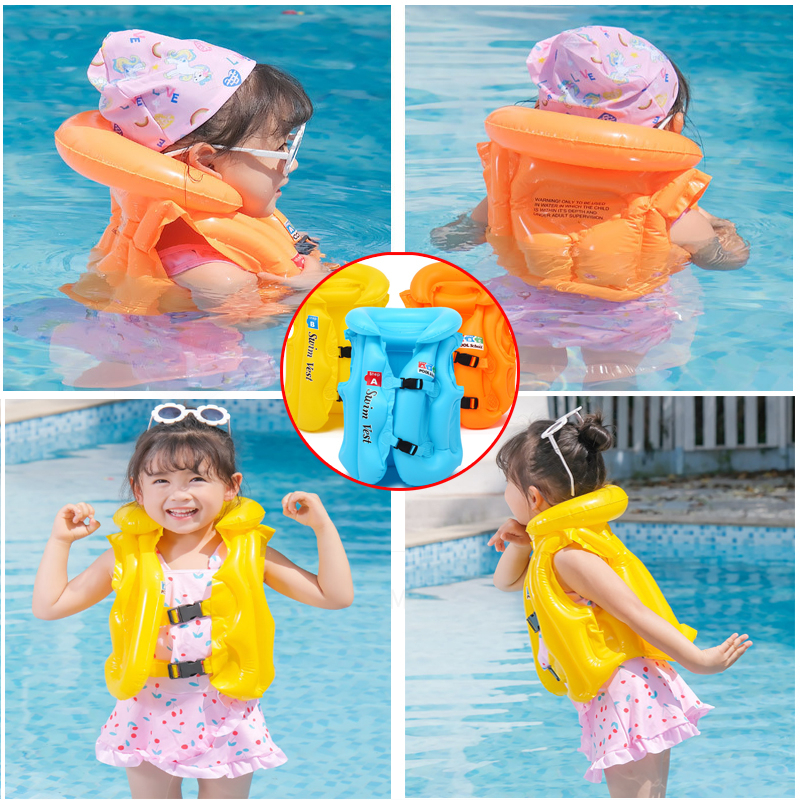 Kids Inflatable Swimming Floatation Vest Safety Life Jacket | Shopee ...