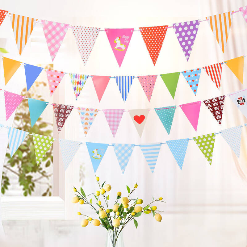 Cartoon Trojan Plaid Stripes Triangle Banner Birthday Party Needs#BRS09 ...