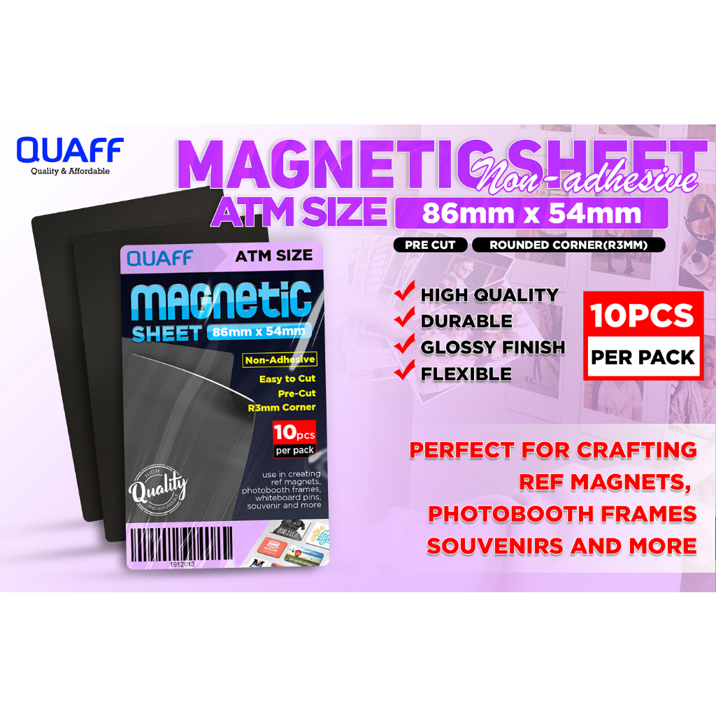Quaff Magnetic Sheets W/ and W/out Adhesive ATM size 54*86mm (10sheets per order) | Shopee ...