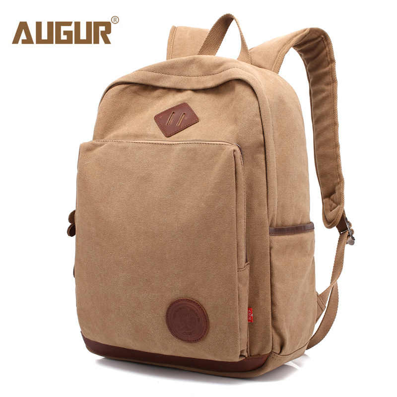 AUGUR Neutral Canvas Backpack Laptop Bag School Student Bag | Shopee ...