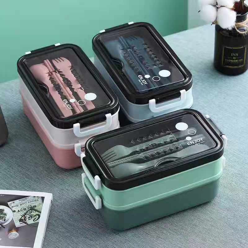 Japanese double layer bento box, leakproof lunch box | Shopee Philippines
