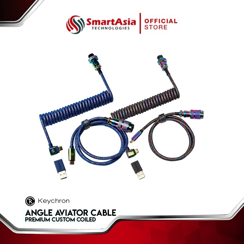 Keychron (Angled Connector, Rainbow) Premium Custom Coiled Aviator ...