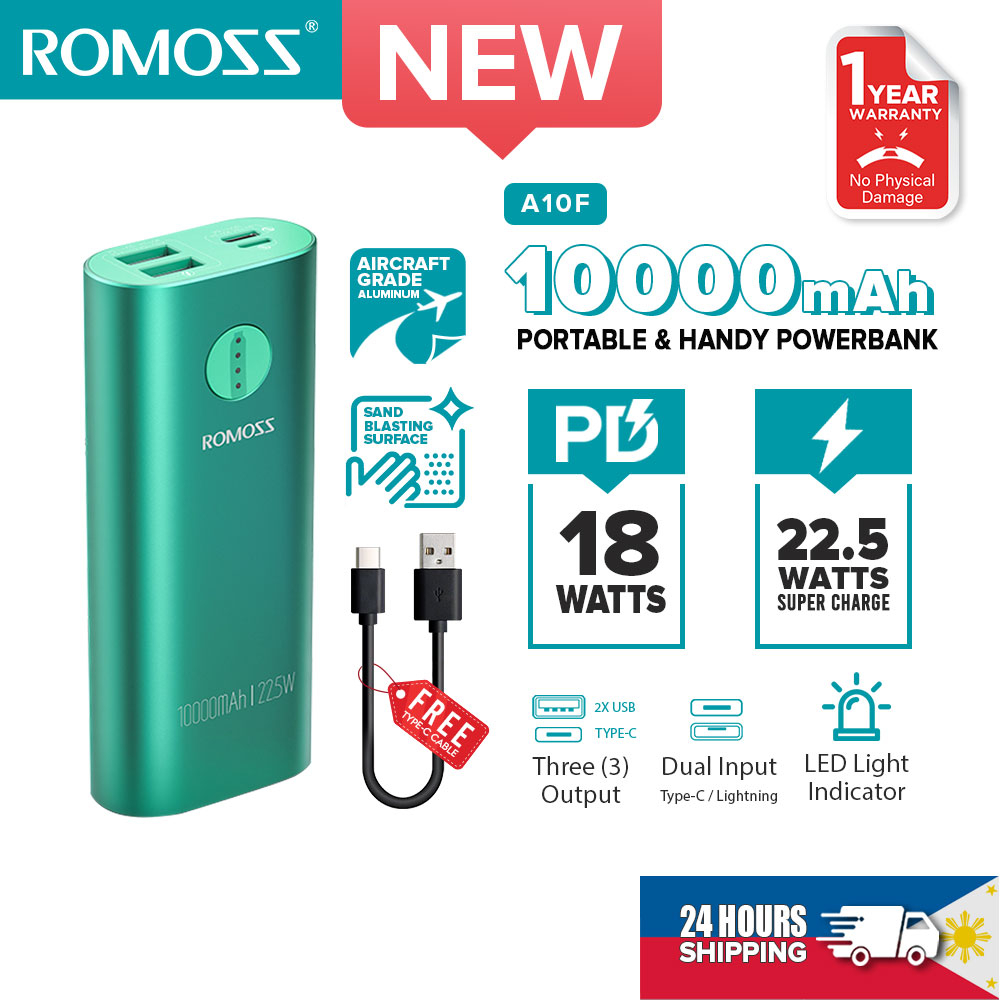 ROMOSS A10F 10000mAh 22.5w Fast Charging USB Power Bank Portable ...