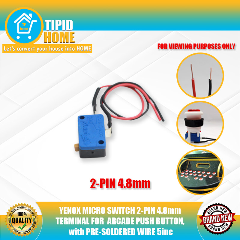 YENOX MICRO SWITCH 2-PIN 4.8mm TERMINAL FOR ARCADE PUSH BUTTON, with ...