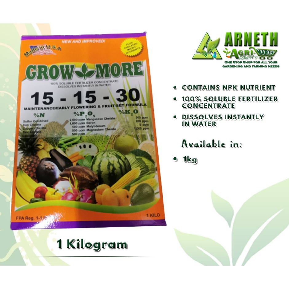 GROW MORE / 15-15-30 WATER SOLUBLE CONCENTRATES 1KG | Shopee Philippines
