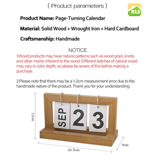 Nordic Style Wooden Page-Turning Calendar Natural Wood Grain Home Decor ...