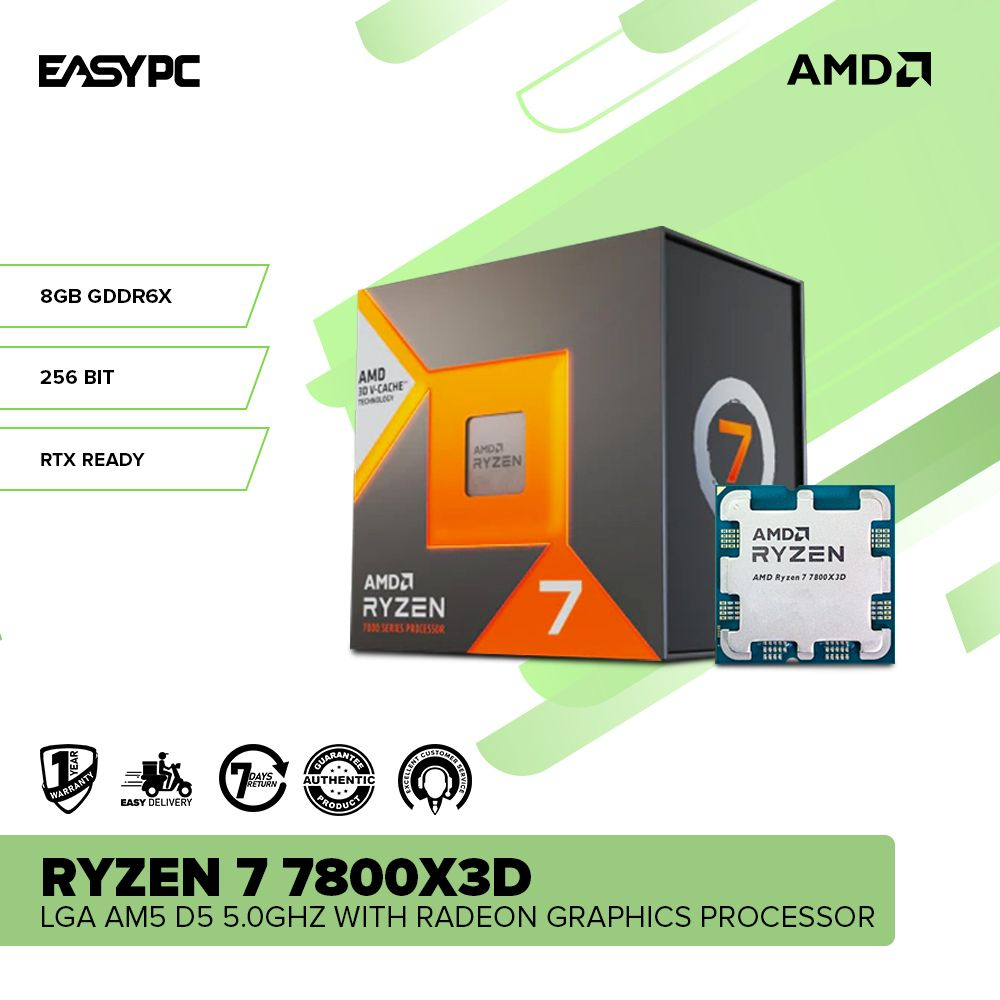 EasyPC| AMD RYZEN 7 7800X3D AM5 D5 5.0ghz Desktop Processor| DDR5| 8 ...