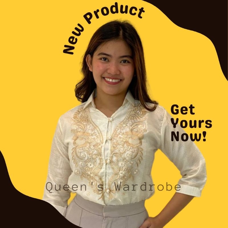 Sports Collar Three Forth Sleeves Ladies Barong Assorted Burda | Shopee ...