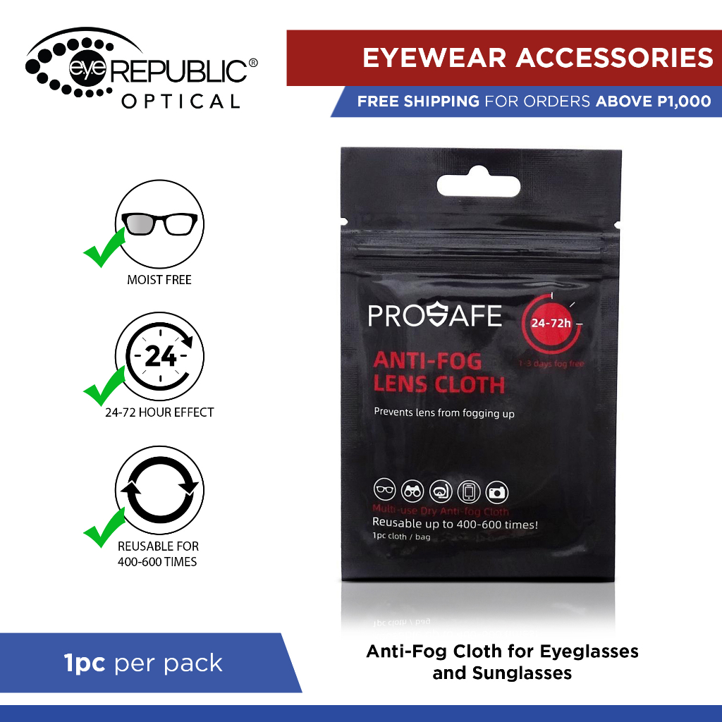 ProSafe Anti-Fog/Bacterial Microfiber Wiper/Cloth for Eyeglasses/Sunglasses (600 uses, 24-72 ...