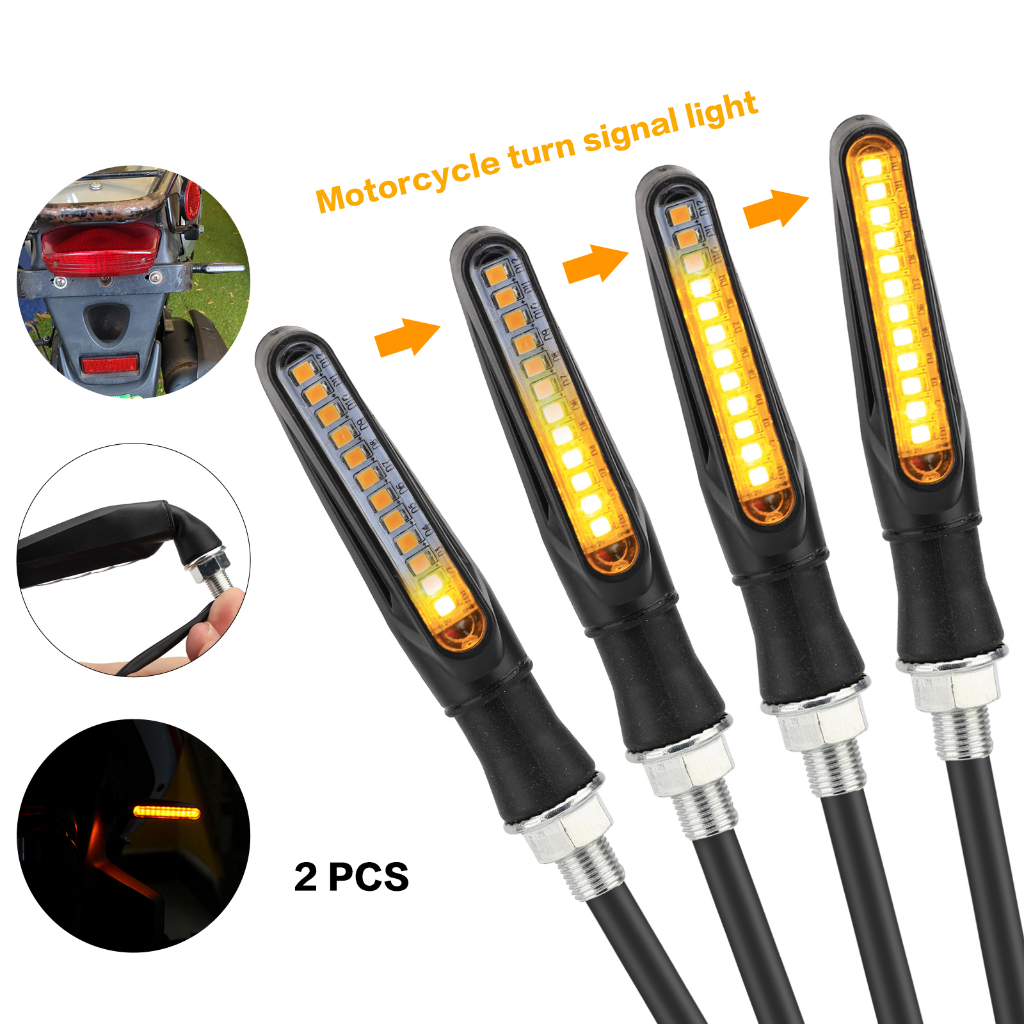 4PCS 8 LEDs Amber Motorcycle Flowing Turn Signal Indicator Flashing ...