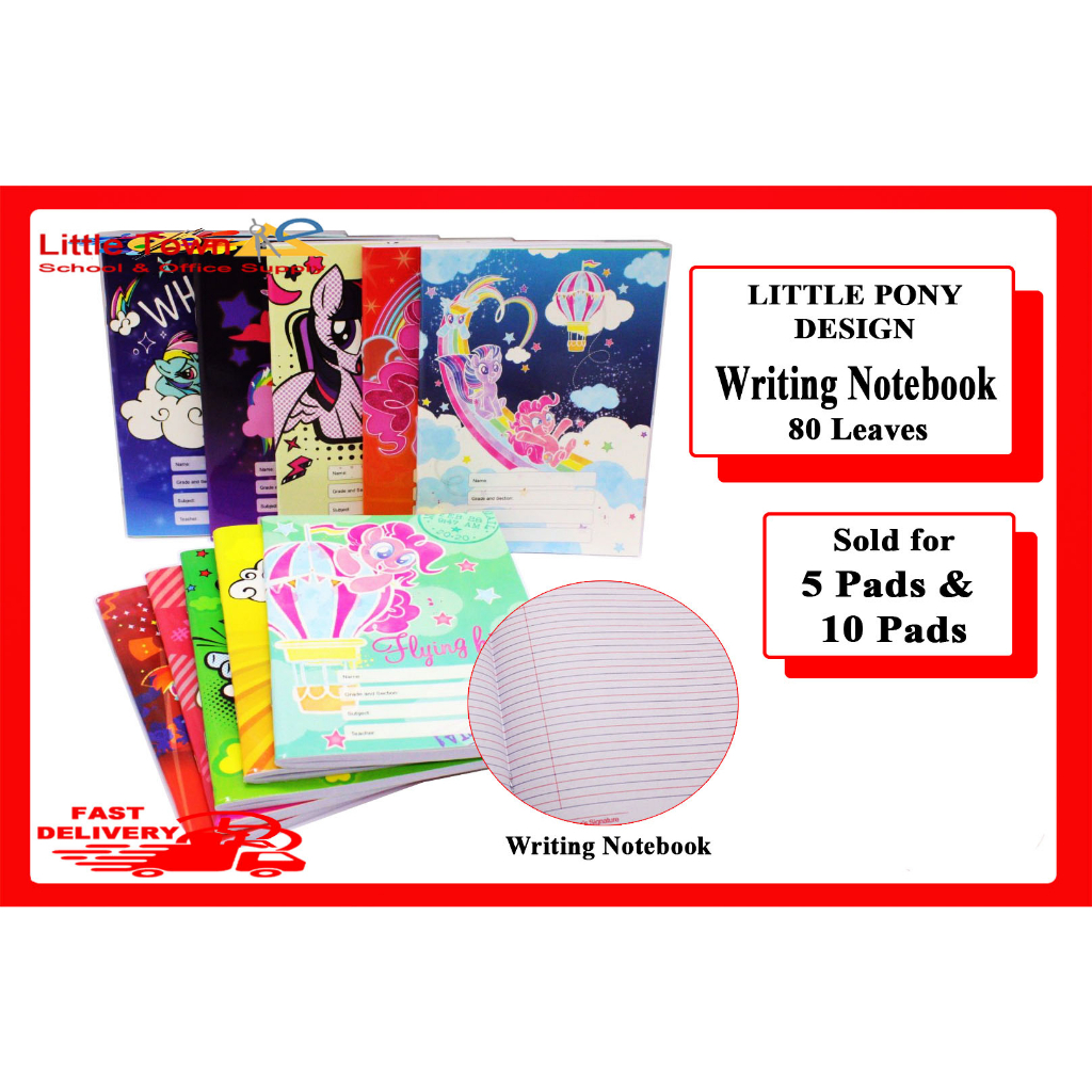 5 Pads / 10 Pads Writing Notebook 80 leaves Little Pony design | Shopee ...